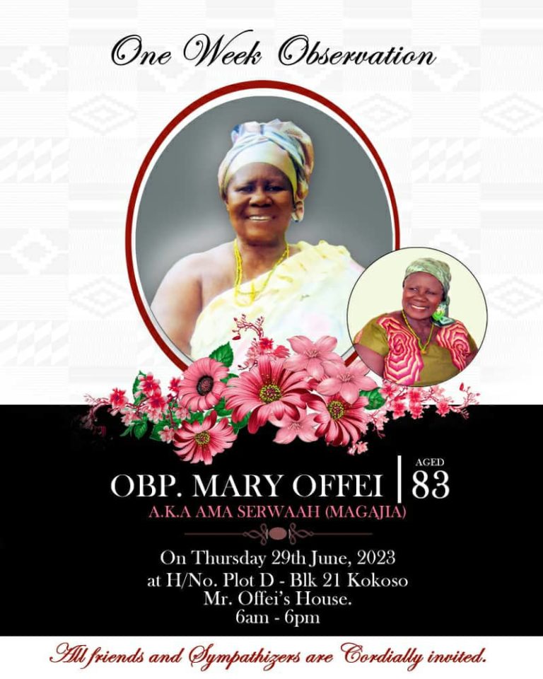 One Week Observation of the Late Obaapanin Mary Offei